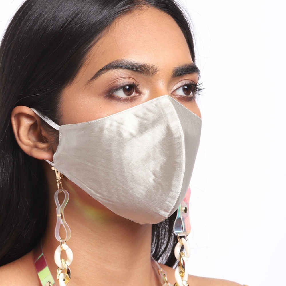 Blueberry Women Mint Green Reusable 2-Ply Satin Mask With Detachable ...