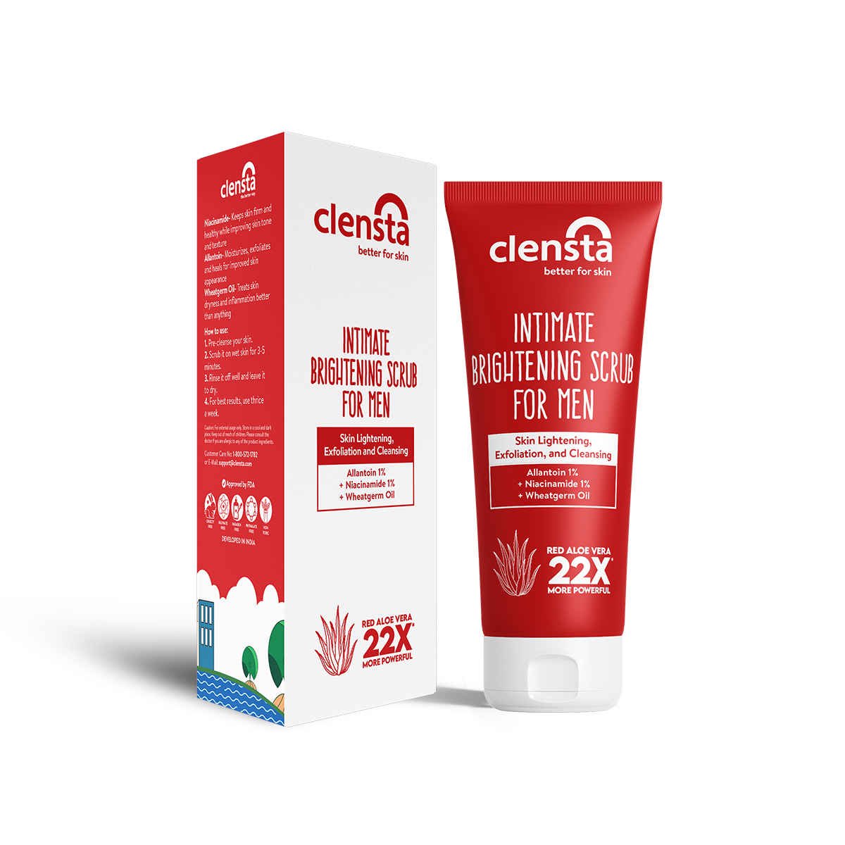 Clensta Intimate Brightening Scrub| With Red Aloe Vera and Niacinamide ...