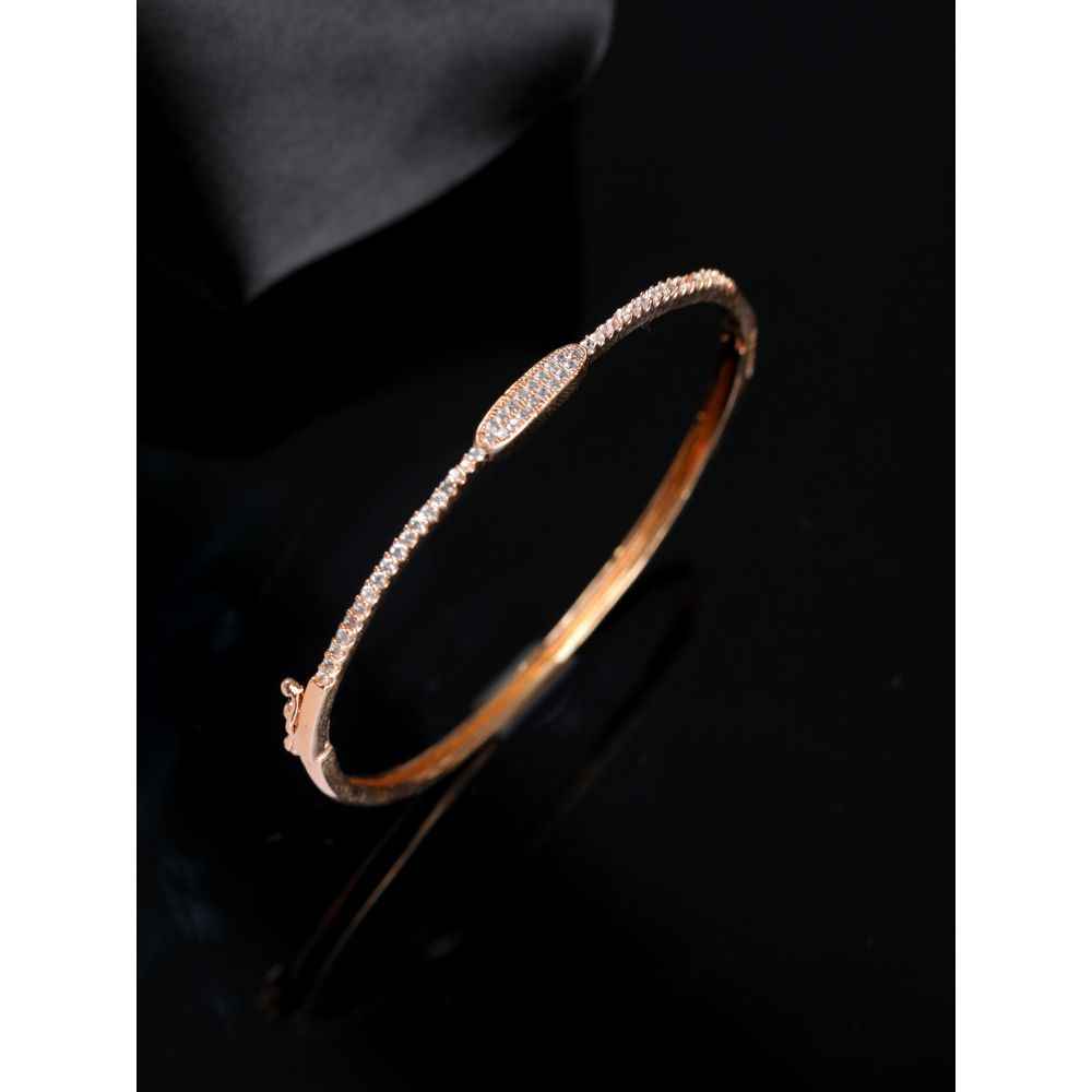 Jazz And Sizzle Rose Gold Plated American Diamond Studded Elegant & Sleek Bracelet