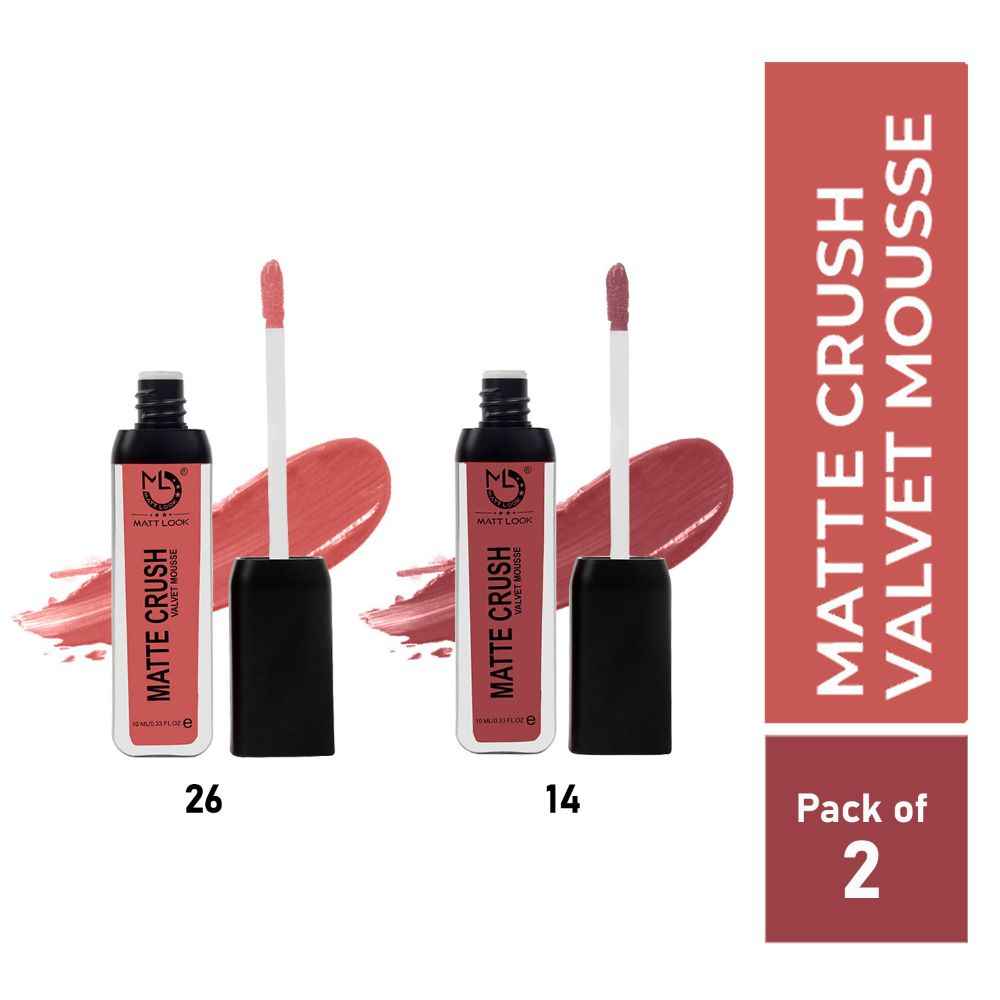 Matt look Matte Crush Velvet Mousse Lipstick, Peach Twist & Burgundy ...