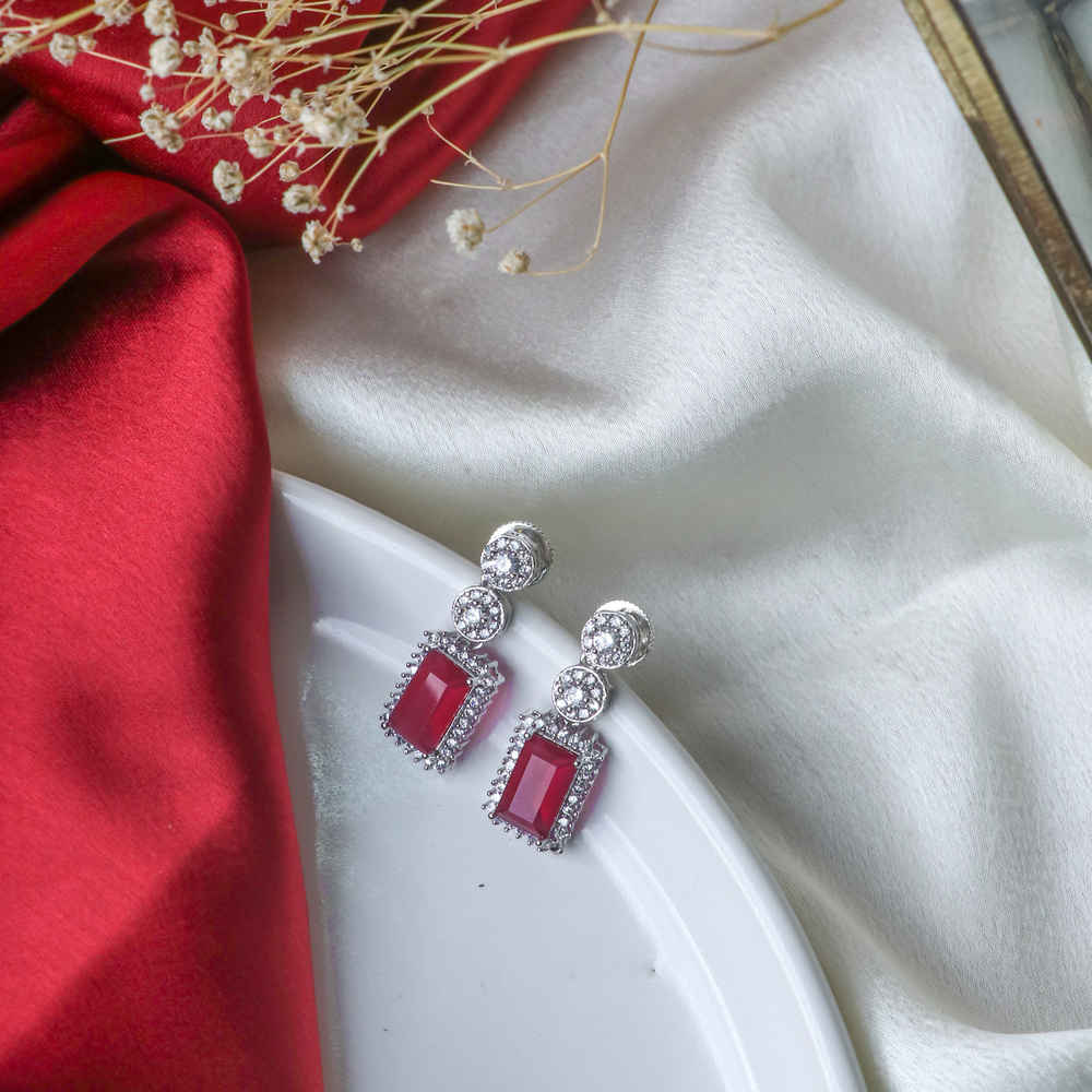 Johori Statement Ruby & CZ Stone Studs