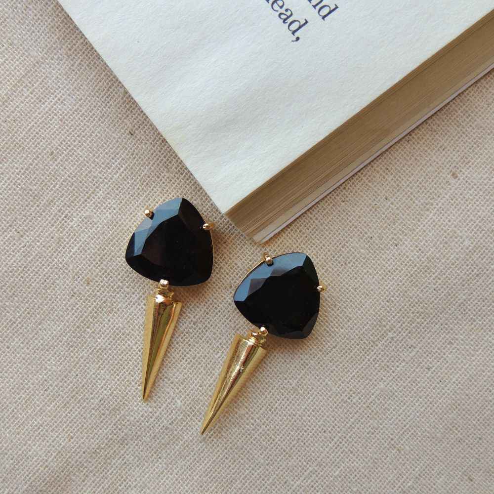 Johori Classic Black Geometric Statement Studs