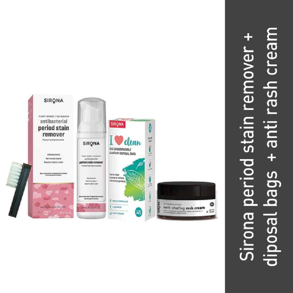 Sirona Period Stain Remover with Anti Chafing Rash Cream and Sanitary ...