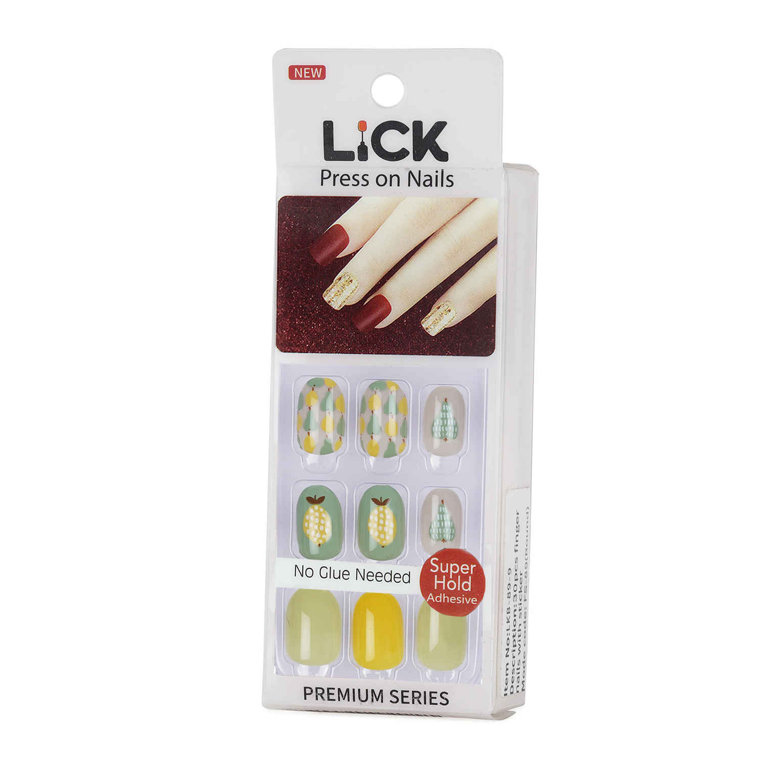 Lick 12 Pcs Artificial Reusable French Manicure Stick on Nails With ...