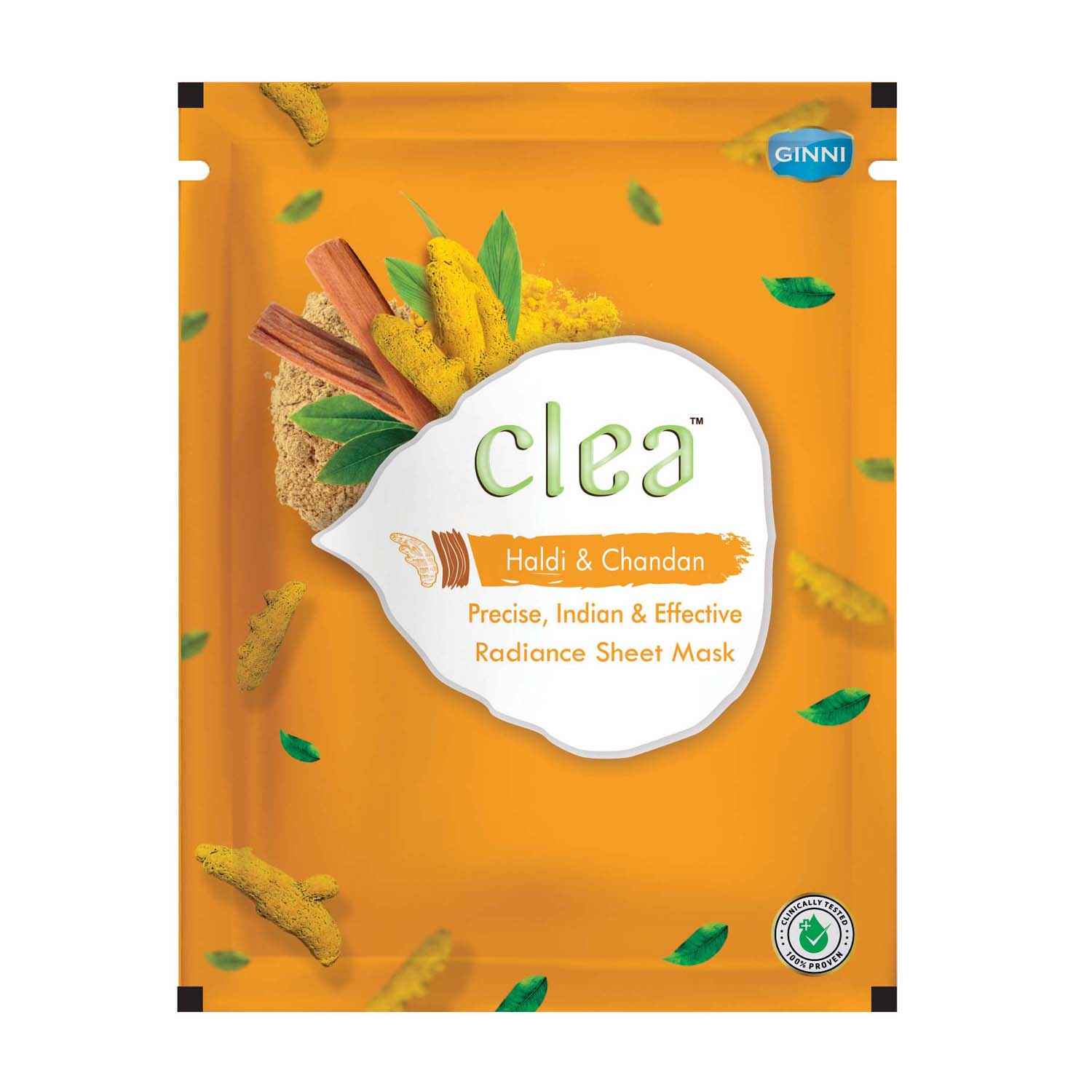GINNI Clea Haldi & Chandan Face Sheet Mask | Radiance Face Sheet Mask ...