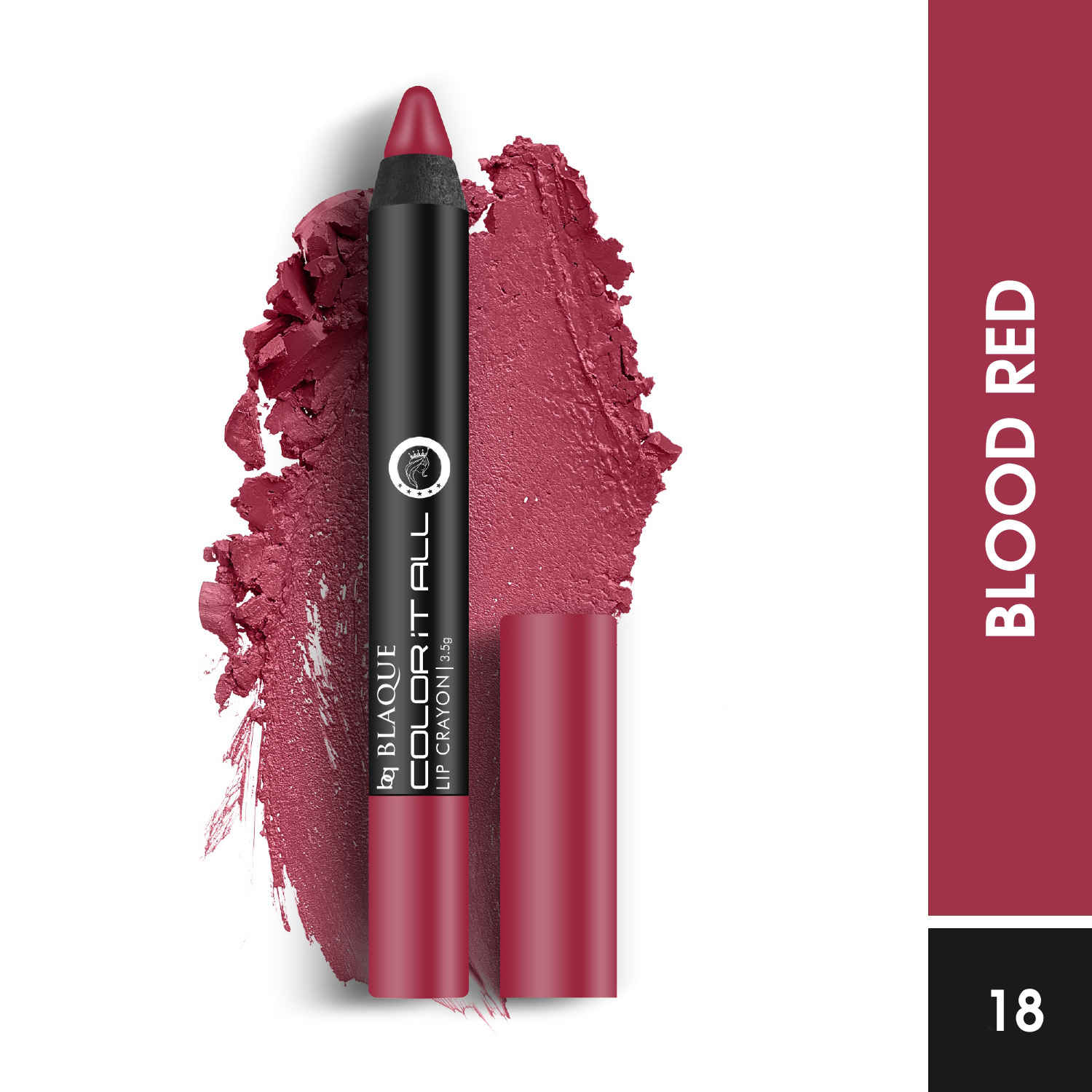 bq BLAQUE Pure Matte Color iTall Crayon Lipstick Shade # 18 Blood Red
