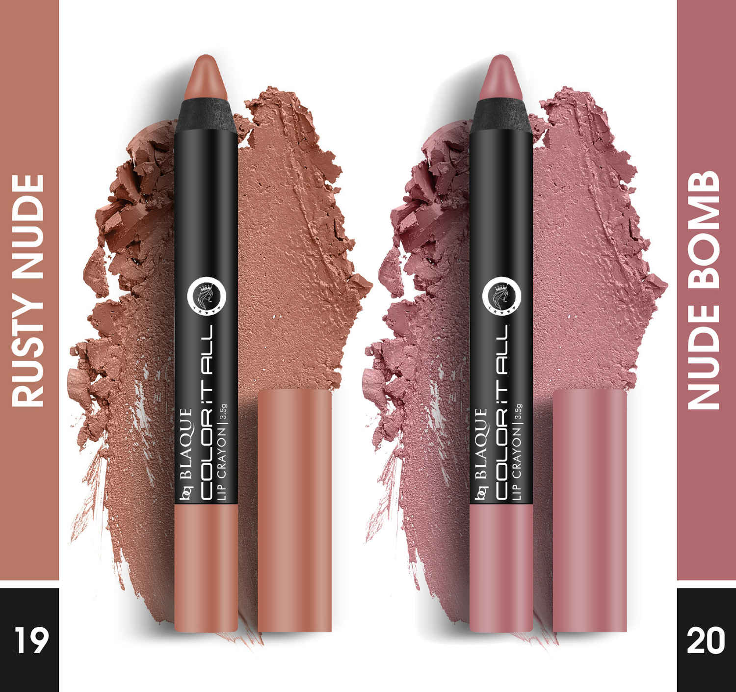 bq BLAQUE Pure Matte Color iTall Crayon Lipstick Pack of 2 (Two) - # 19 ...