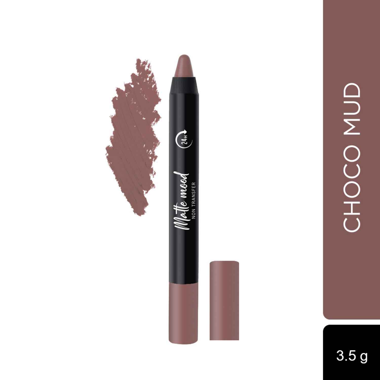 Seven Seas Matte Mood No Transfer Crayon Lipstick 24Hrs Stay Choco Mud 3.5G
