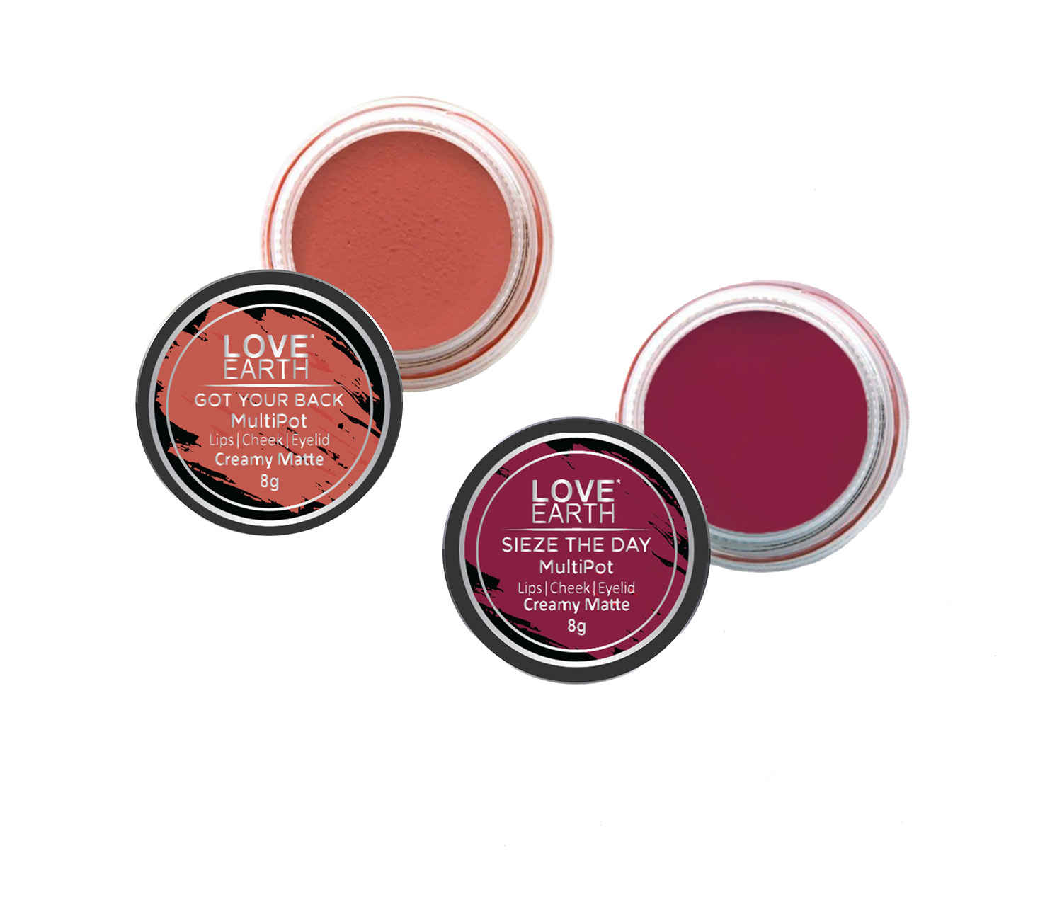 Love Earth Lip Tint & Cheek Tint Multipot Combo (Coral & Raspberry Pink ...