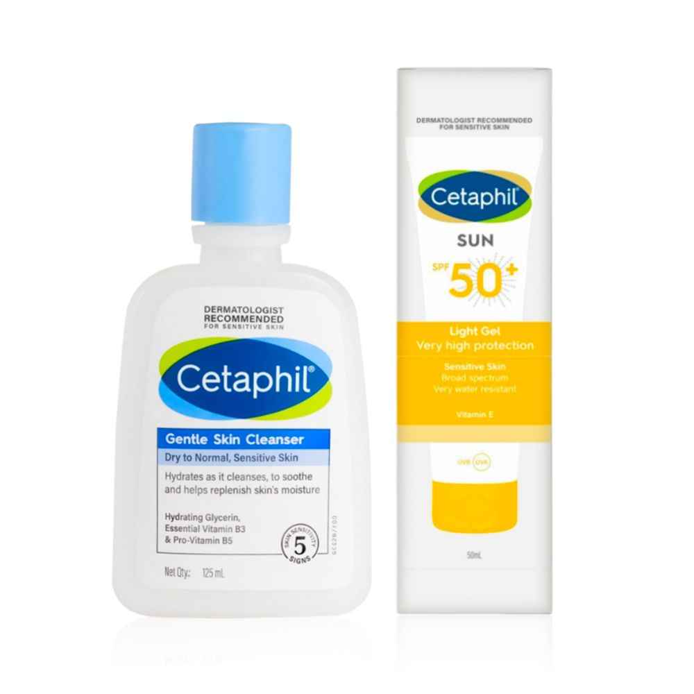 Cetaphil Gentle Skin Cleanser & Sun SPF 50 Light Gel Combo
