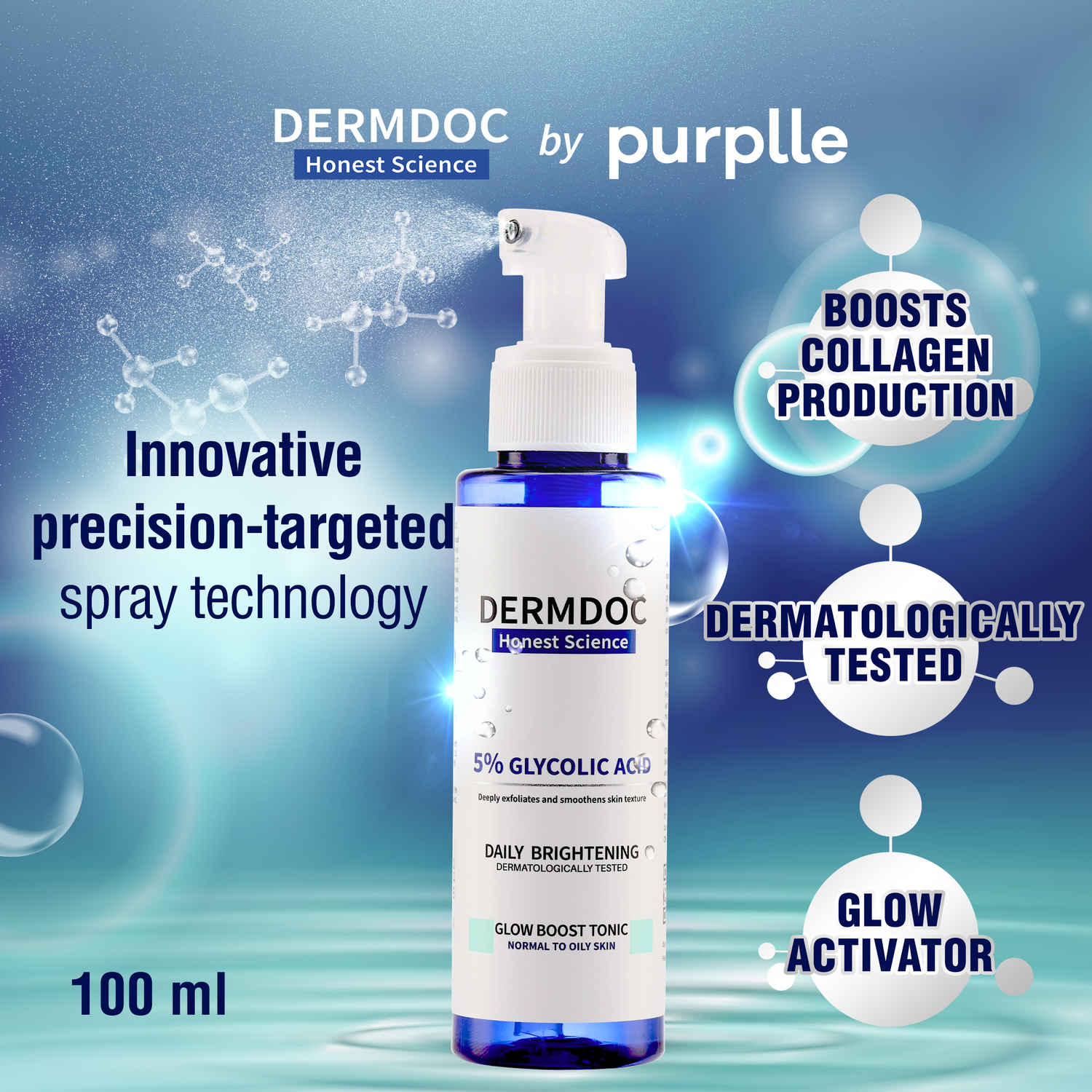 Dermdoc 5% Glycolic Acid Face Toner For Normal to Oily Prone Skin (100 ml)
