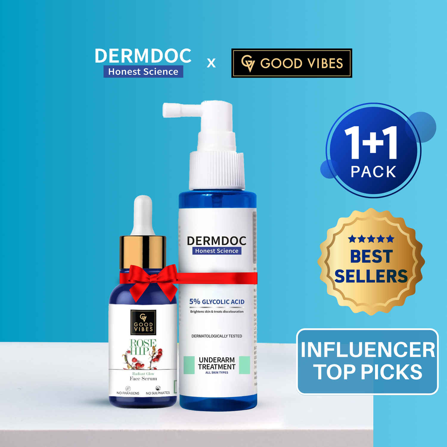 DERMDOC x Good Vibes Combo Kit of Best Sellers | 5% glycolic acid ...