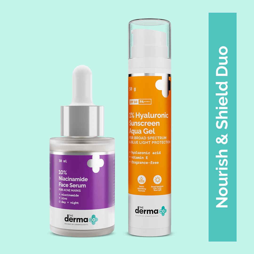 The Derma co. 10% Niacinamide Face Serum & 1% Hyaluronic SPF 50 ...