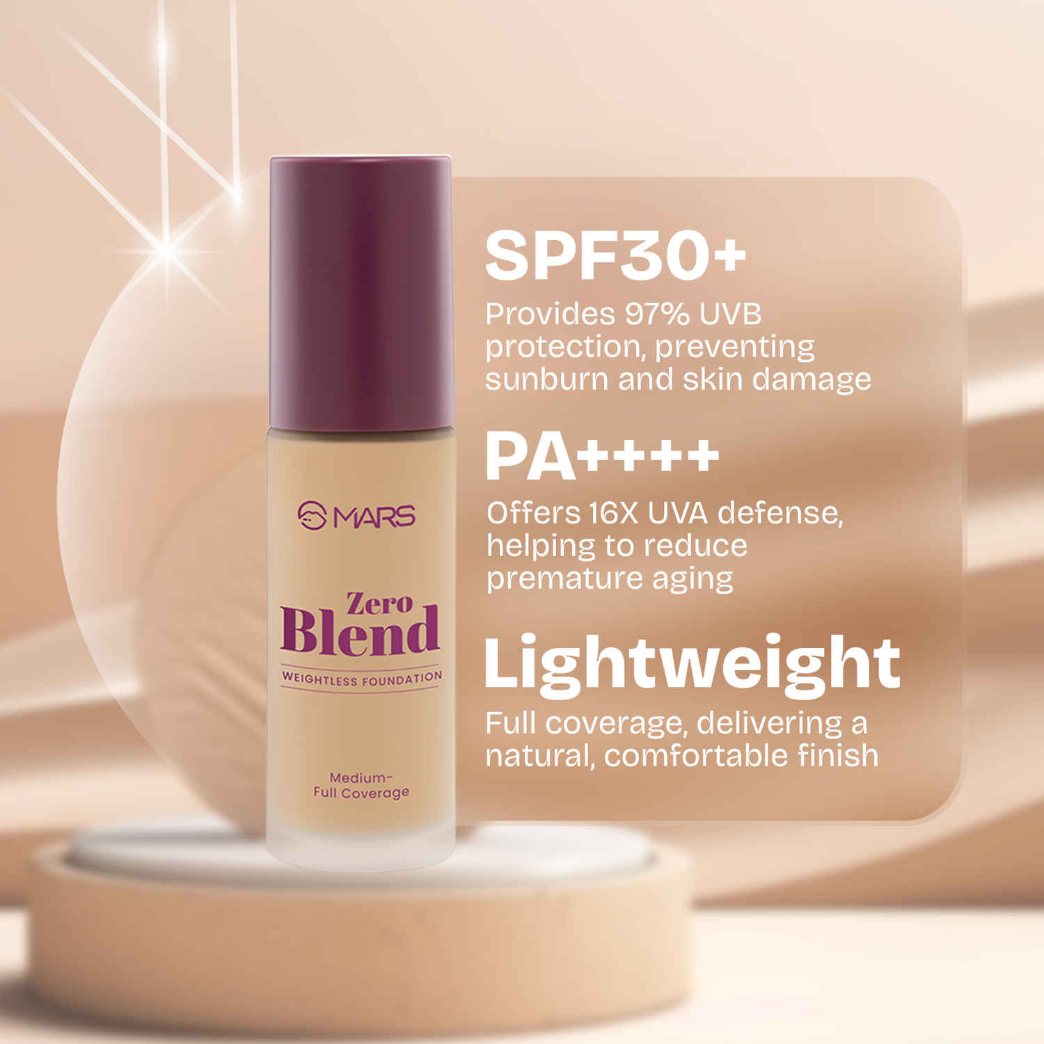 MARS Zero Blend Weightless Foundation (30 ml) (03-CASHEW DELIGHT)