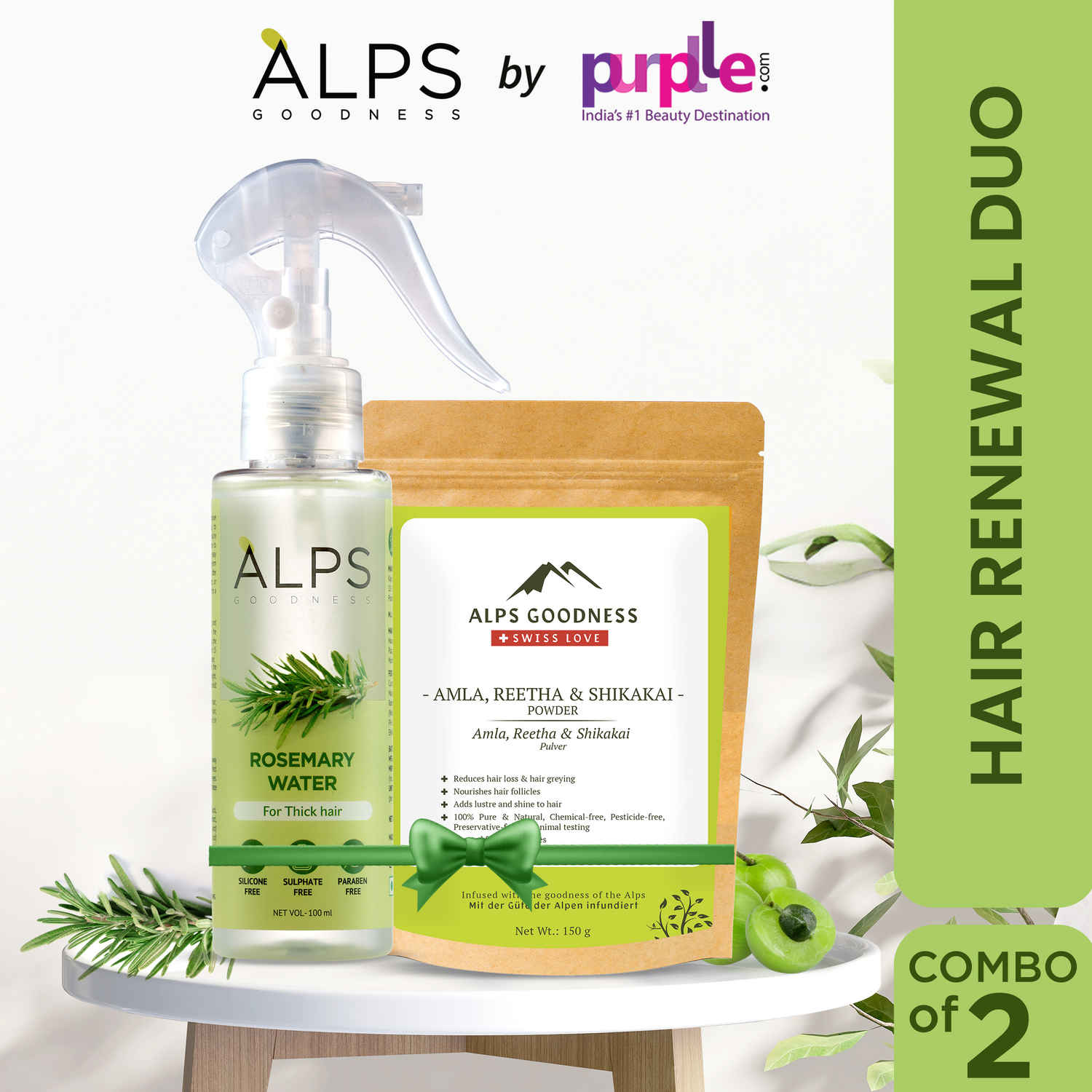 Alps Goodness Hair Renewal Duo with Rosemary Spray 100ml & Amla Reetha ...