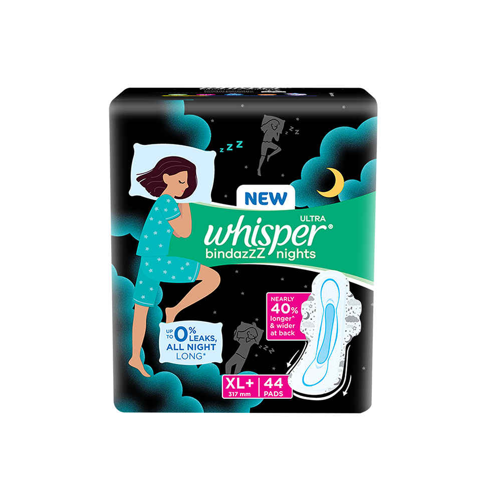 Whisper Ultra Overnight Sanitary Pads with Wings - 44 Pieces (XL Plus)