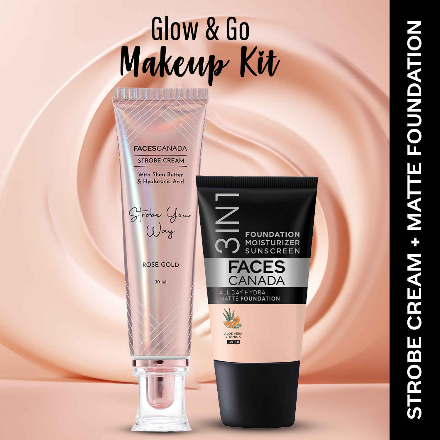 FACES CANADA Rose Glow Kit 1 | Rose Gold Strobe Cream (30 ml) + Hydra ...