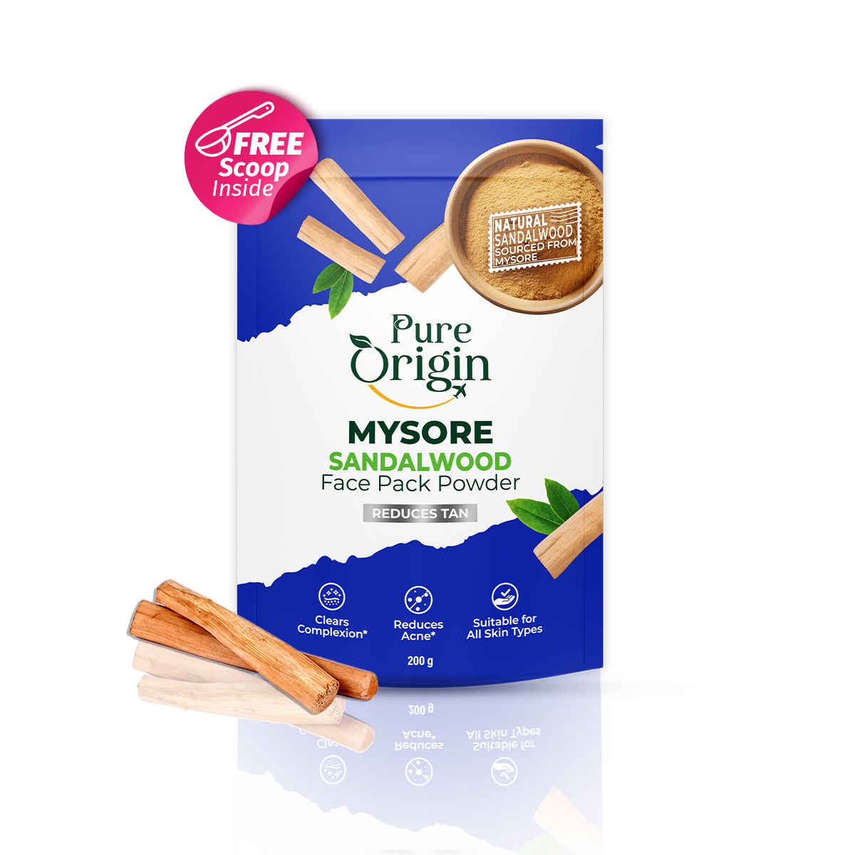 Pure Origin Mysore Sandalwood Face Pack Powder | Reduces Acne | Removes ...