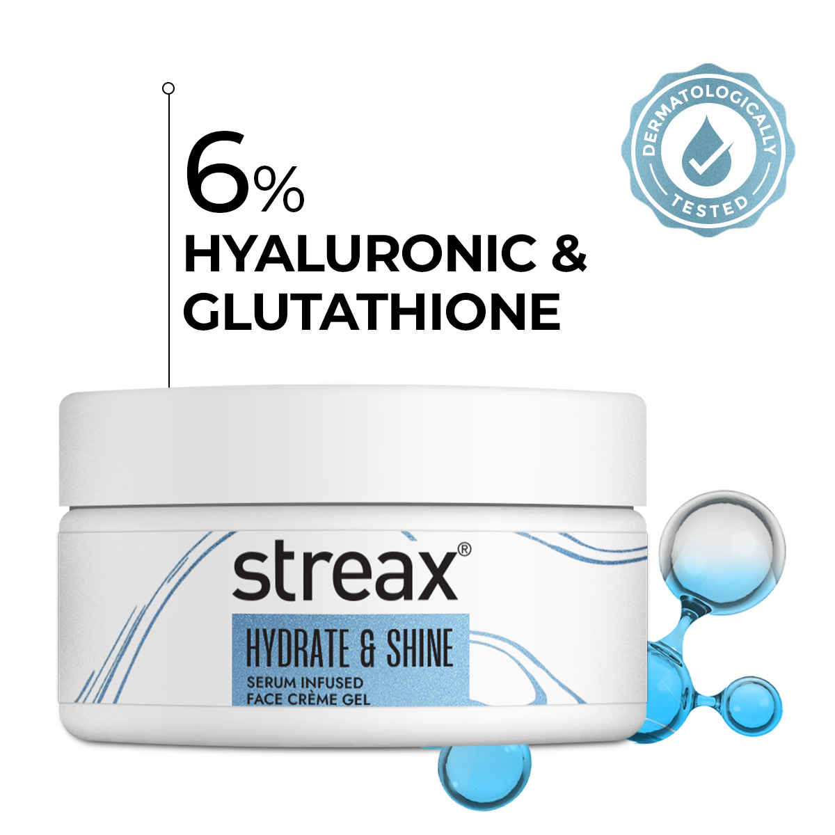 Streax Hydrate & Shine Serum Infused Face Cream Gel, 50 gm with 6% ...