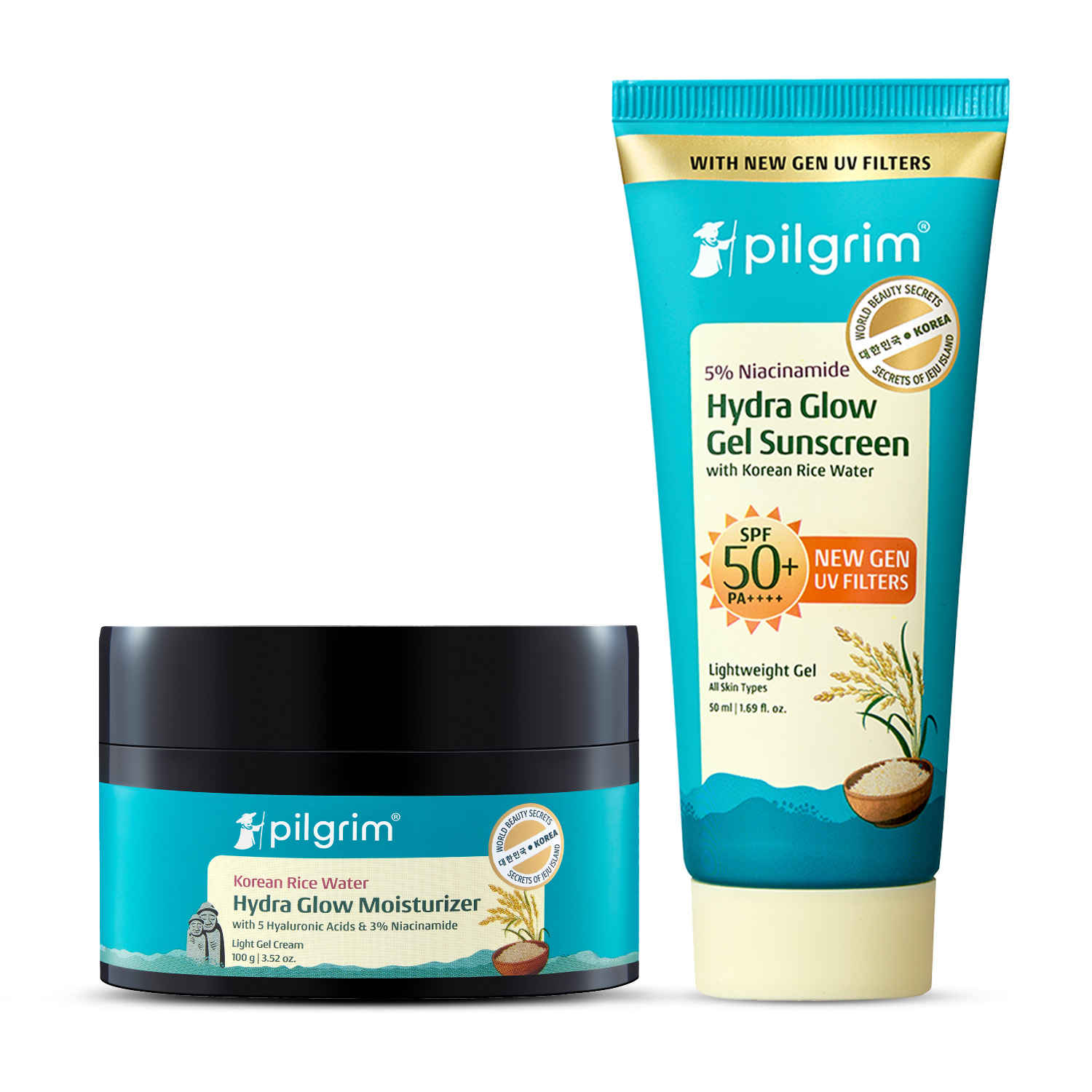 Pilgrim Korean Rice water Hydra Glow Gel Moisturizer and SPF 50+ PA ...