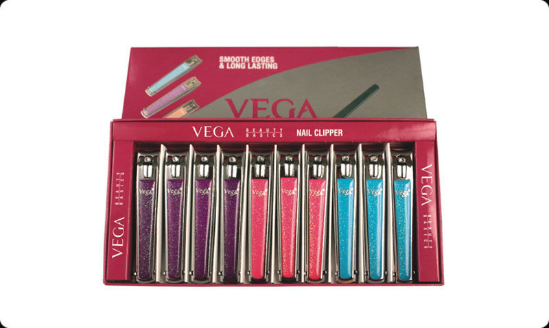 Buy Vega Large Nail Clipper 10 Pcs Box (Glitter) - LNCB-02 Online | Purplle