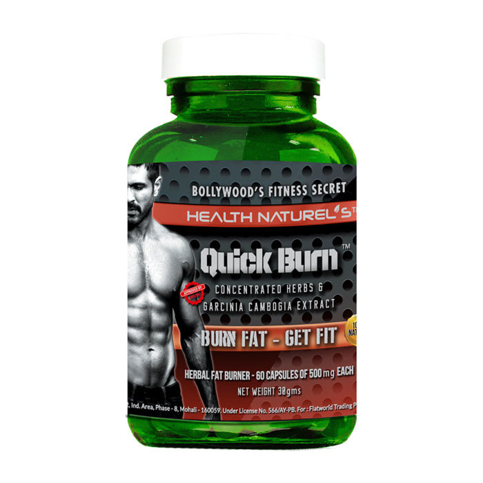 Health Naturels Quick Burn Plus Herbal Fat Loss (500 mg), 60 Veg Capsules