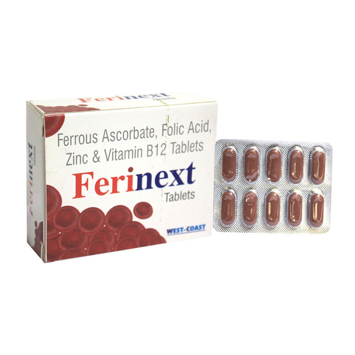 WestCoast Ferinext Tab Ferrous Ascorate, Folic Acid Zinc & Vitamin B12 ...