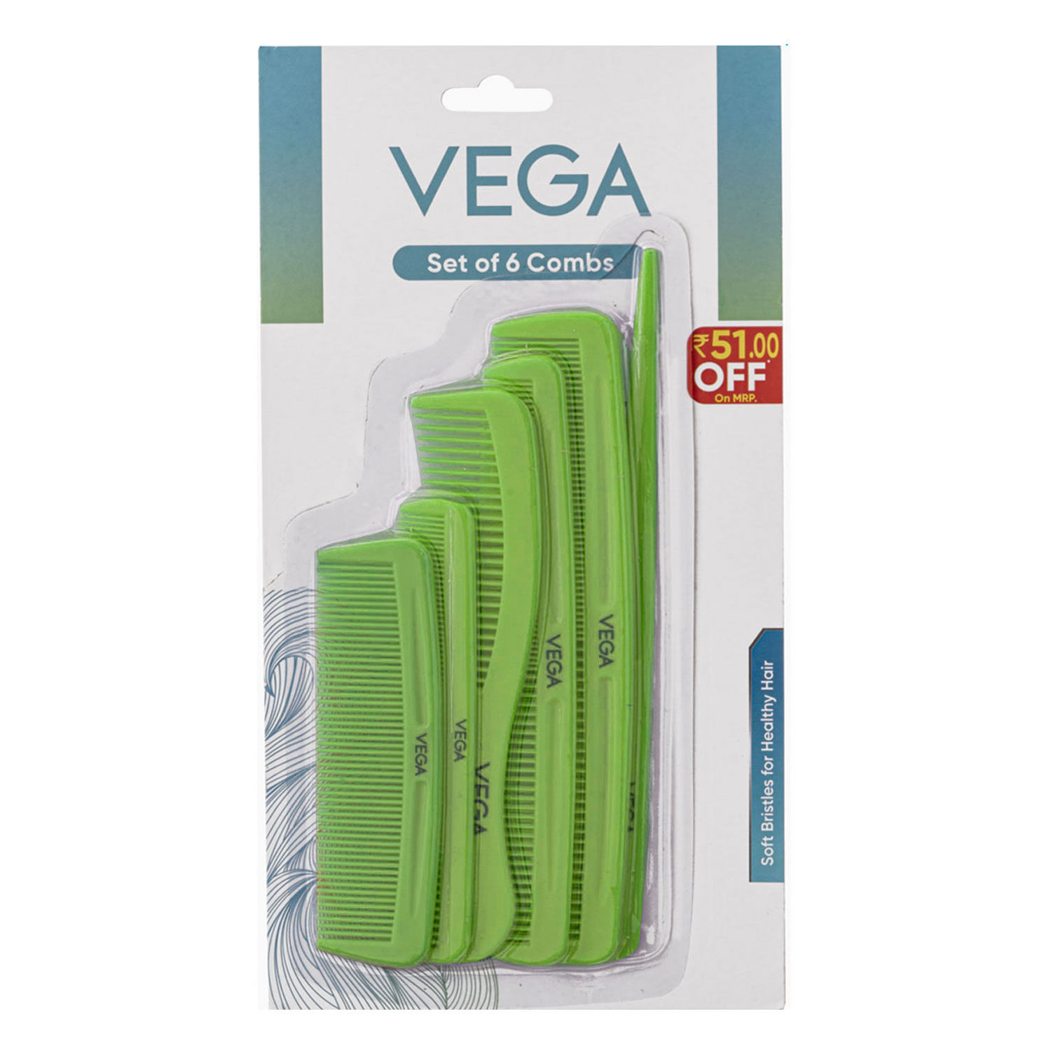 Vega Set of 6 Combs-HCS-02 ( Pack of 3 )