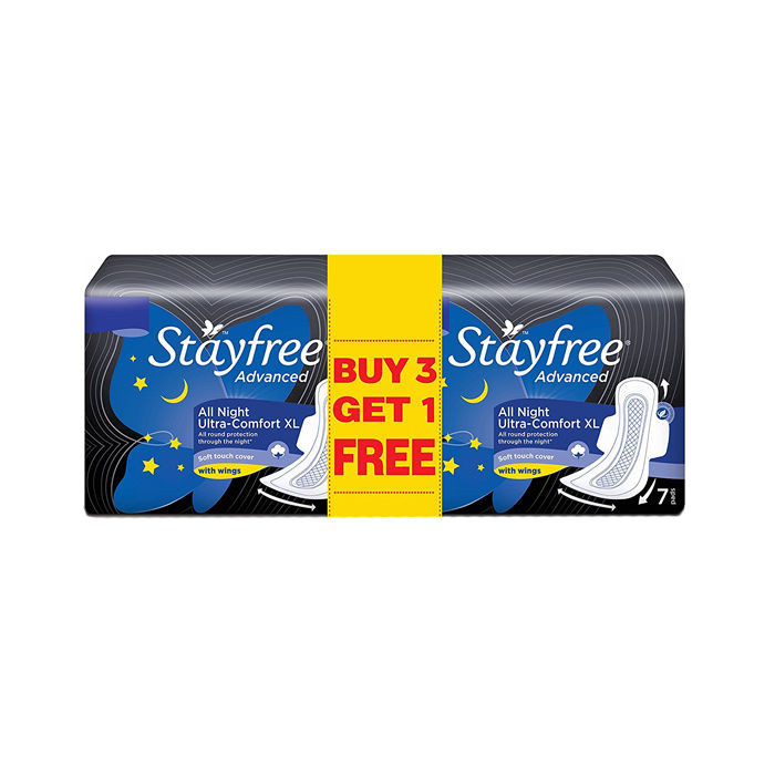 Stayfree Advanced All Night - 7s Buy 3 Get 1 Free (28 pads, Save Rs. 85)