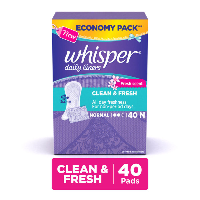 Whisper Daily Liners Clean & Fresh - 40’s pack