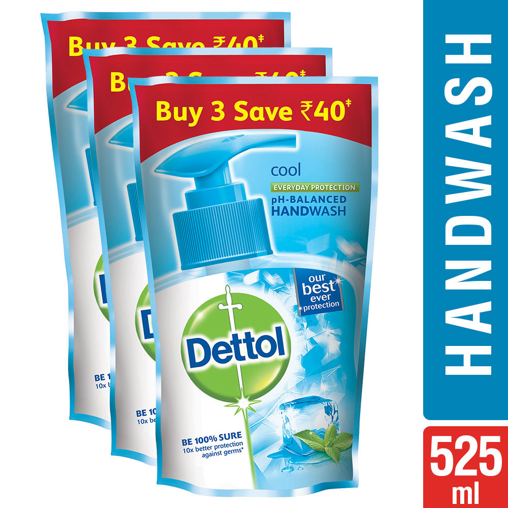 Dettol Germ Protection Handwash Refill, Cool (175 ml) (Pack of 3)