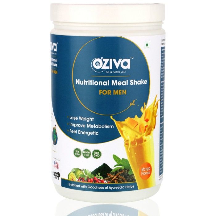 OZiva Nutritional Meal Shake (Meal Replacement Shake), Men (Mango, 34 ...