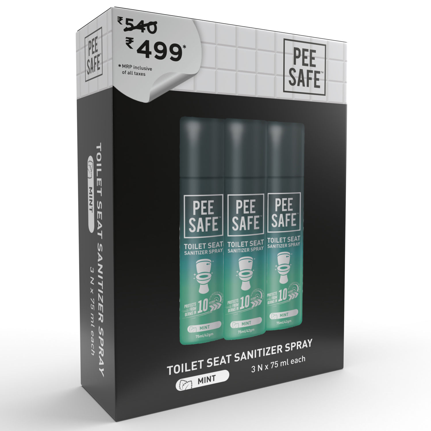 Buy Pee Safe Toilet Seat Sanitizer Spray (Mint) - 75 ml (Pack of 3 ...