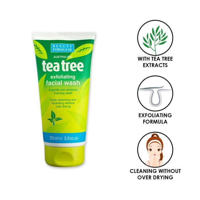 Beauty Formulas Tea Tree Exfoliating Facial Wash (150 ml)