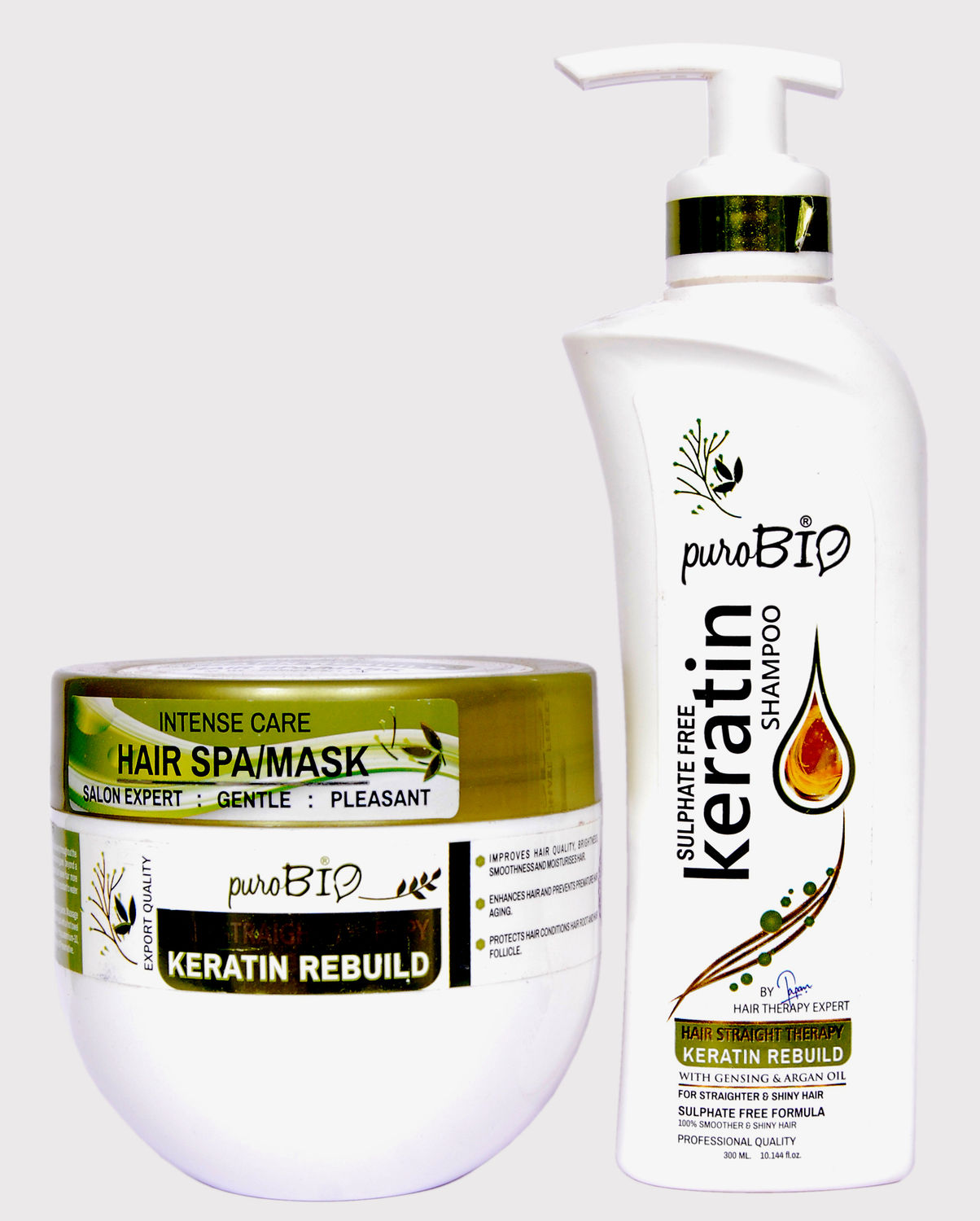 puro BIO Combo of Intense Care Hair Spa/Mask (500 ml) & Sulphate Free ...