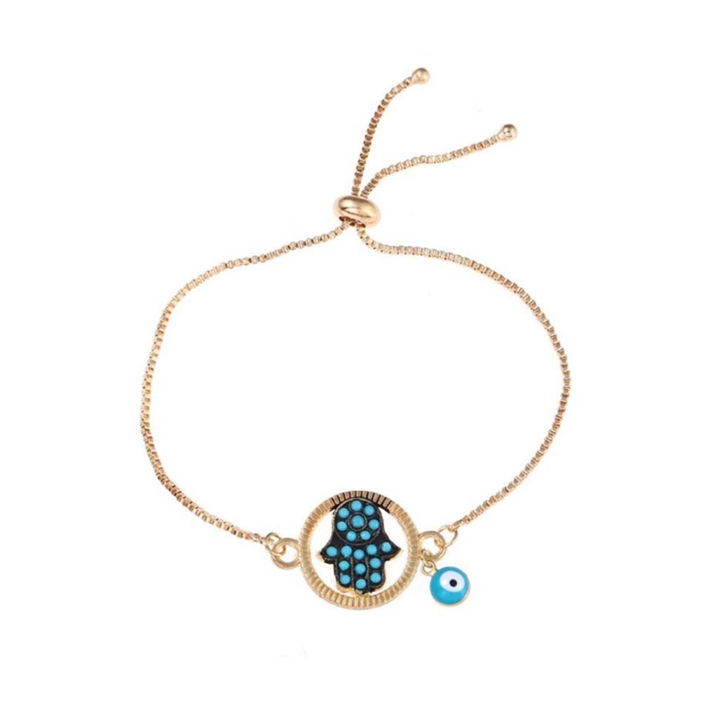 Ferosh Philomena Turquoise Evil Eye Golden Charm Bracelet
