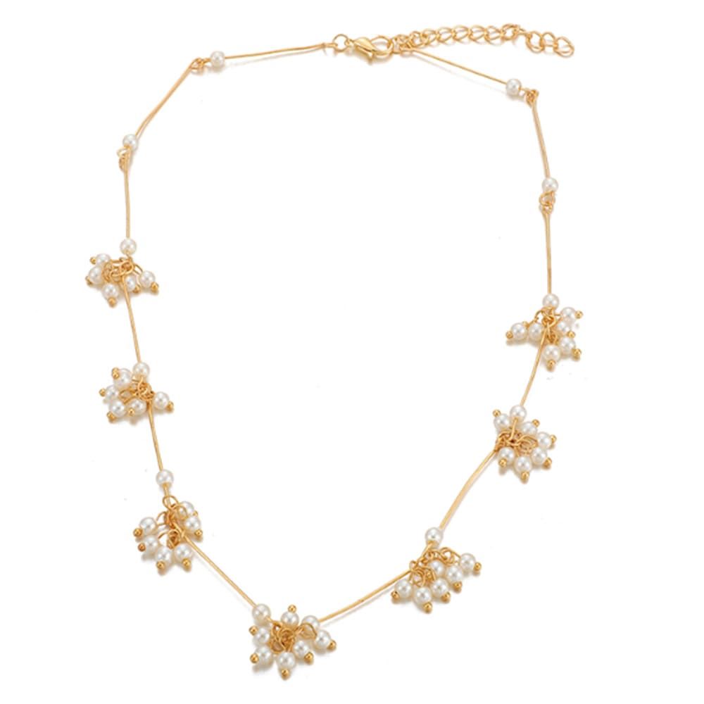 Ferosh Abilene Pearl Bunch Golden Necklace