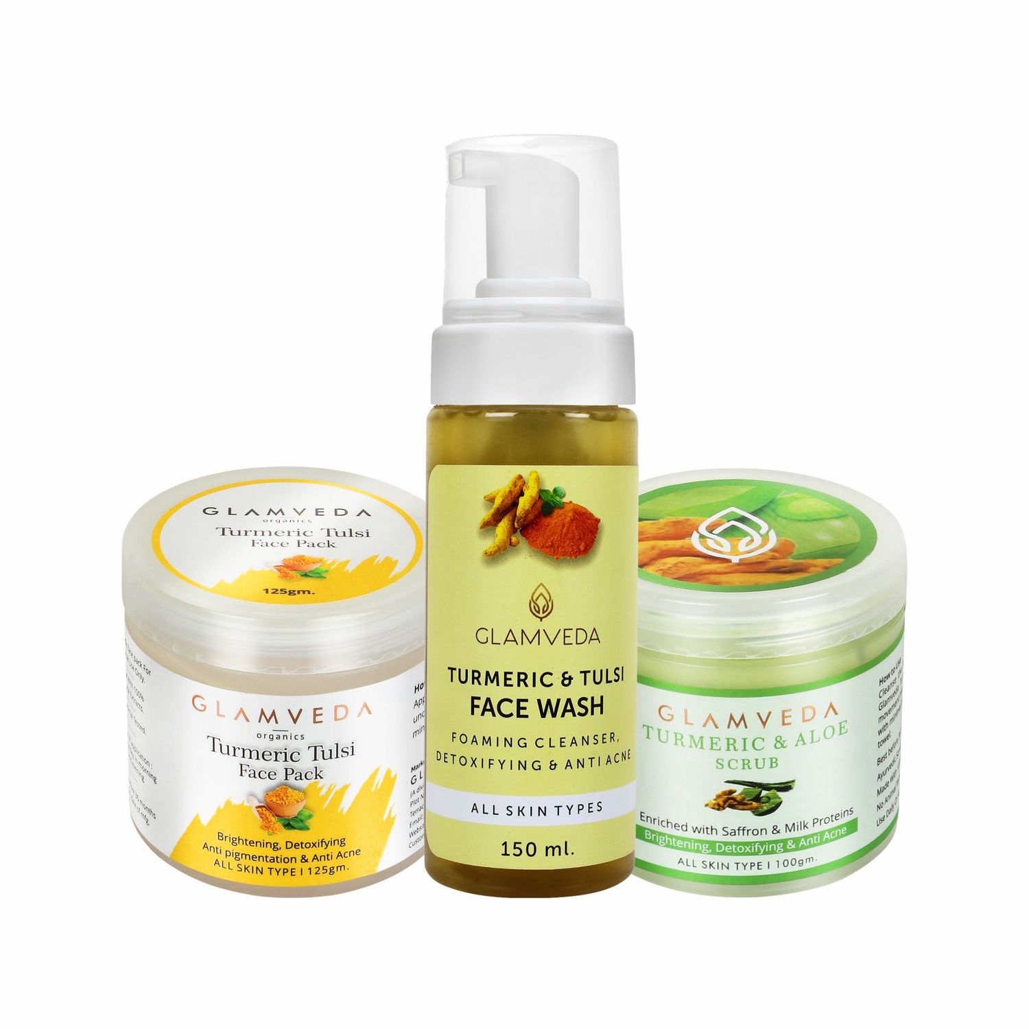 Glamveda Turmeric Anti Acne & Anti Pigmentation Combo Kit(Face Wash 150 ...