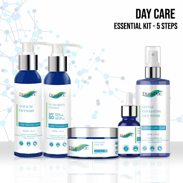 DermDoc Day Care Essential Kit - 5 Steps ( Face Wash + Toner + Serum ...