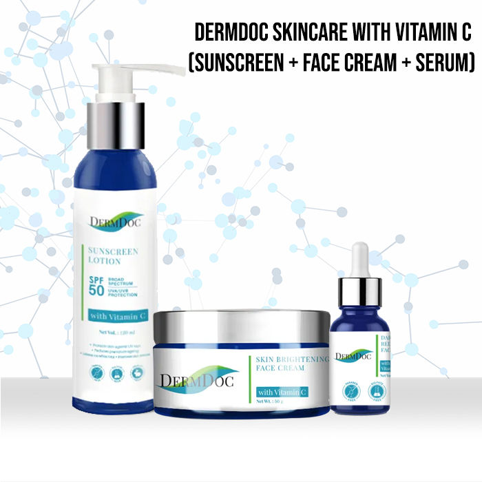 DermDoc Skincare with Vitamin C (Sunscreen + Face Cream + Serum)