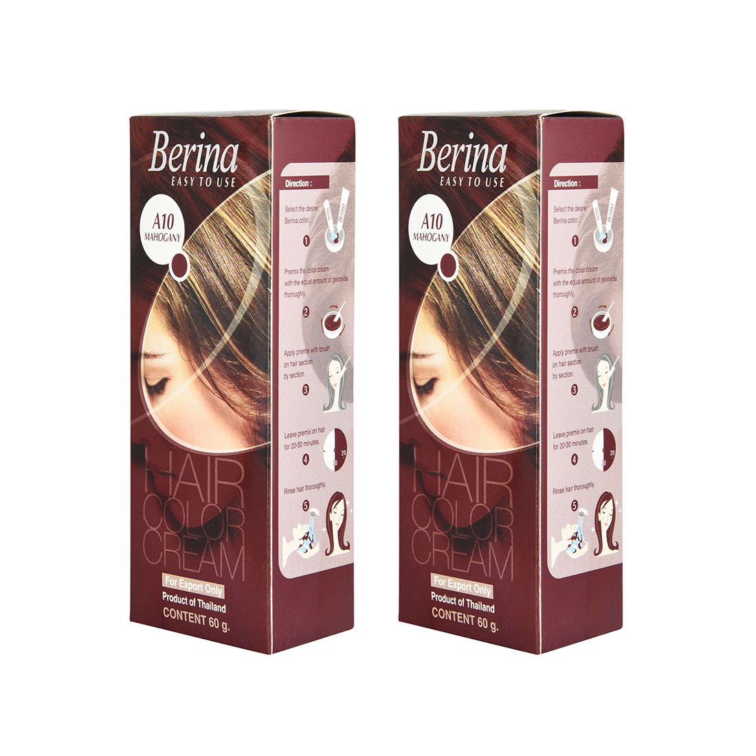Buy Berina A10 Mahogany Hair Color Cream 60gm Pack of 2 Online | Purplle