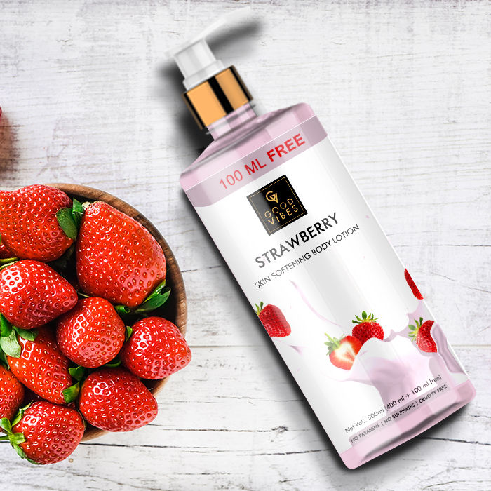 Buy Good Vibes Strawberry Skin Softening Body Lotion (400ml + 100 ml ...