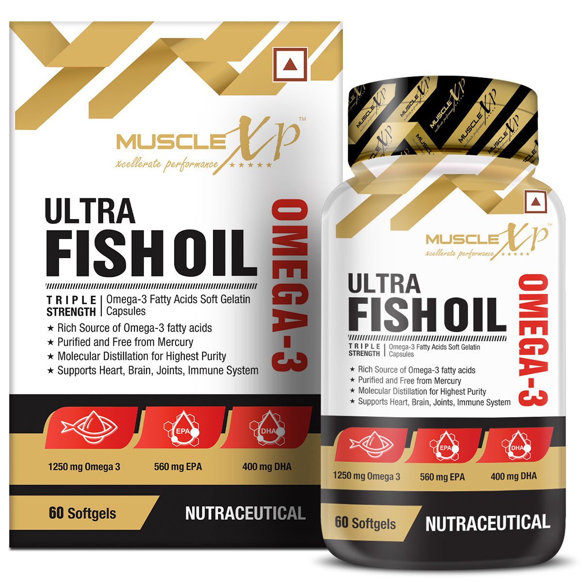 Buy MuscleXP Ultra Fish Oil Triple Strength Omega 3 1250mg (560/400) 60 ...