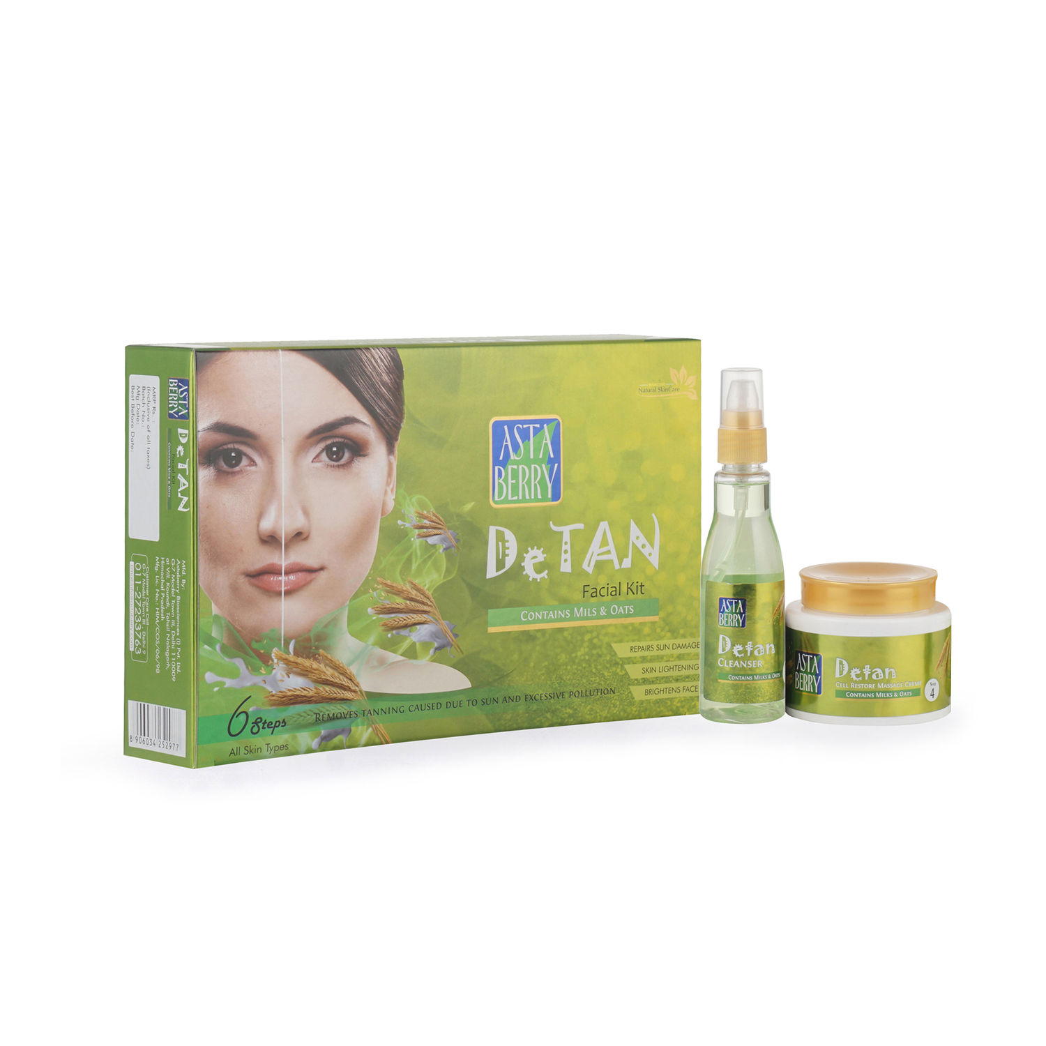 Buy Astaberry Detan Facial Kit 6 Steps - Contains Milks & Oats 570 ml ...
