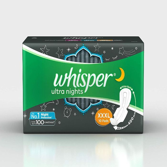 Whisper Ultra Nights Sanitary Pads XXXL Wings 10 Pieces Pack