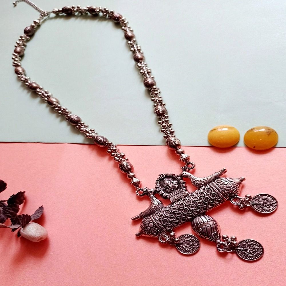 Crunchy Fashion Oxidised German Silver Chain Pendant Necklace