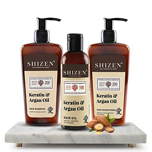 Buy SHIZEN Keratin & Argan Oil Hair and Care Combo: Shampoo (200ml ...