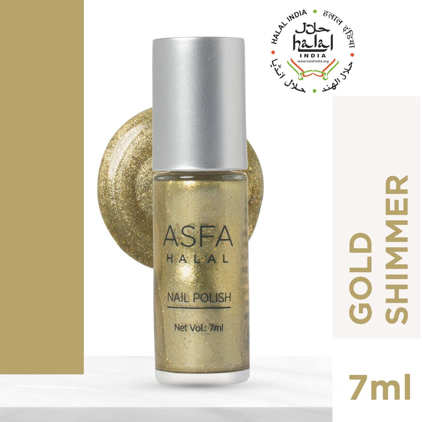 Buy Asfa Halal Hi Shine Nail Polish Gold Shimmer 016 (7 ml) Online ...