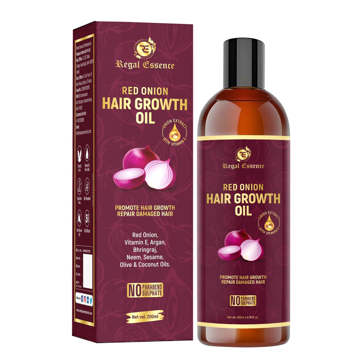 Regal Essence Red Onion Hair Oil For Complete Hair Treatment, Hair Fall ...