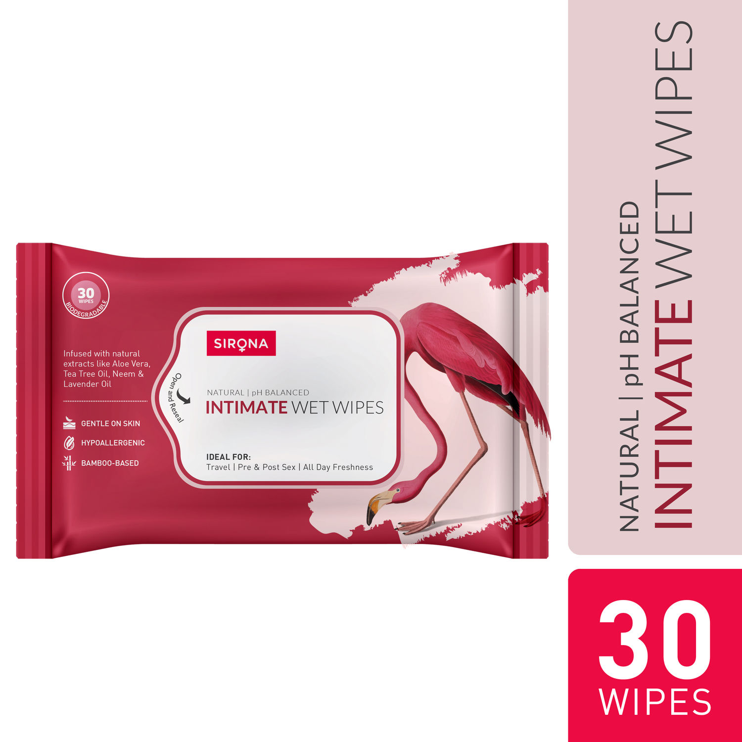 Sirona pH Balanced Bamboo Intimate Wipes - 30 Wipes | with Natural ...